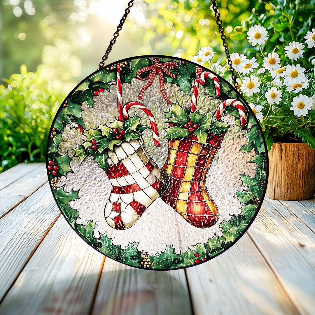 Christmas Wreath Acrylic Window Hanging, Christmas Window Hanger ...