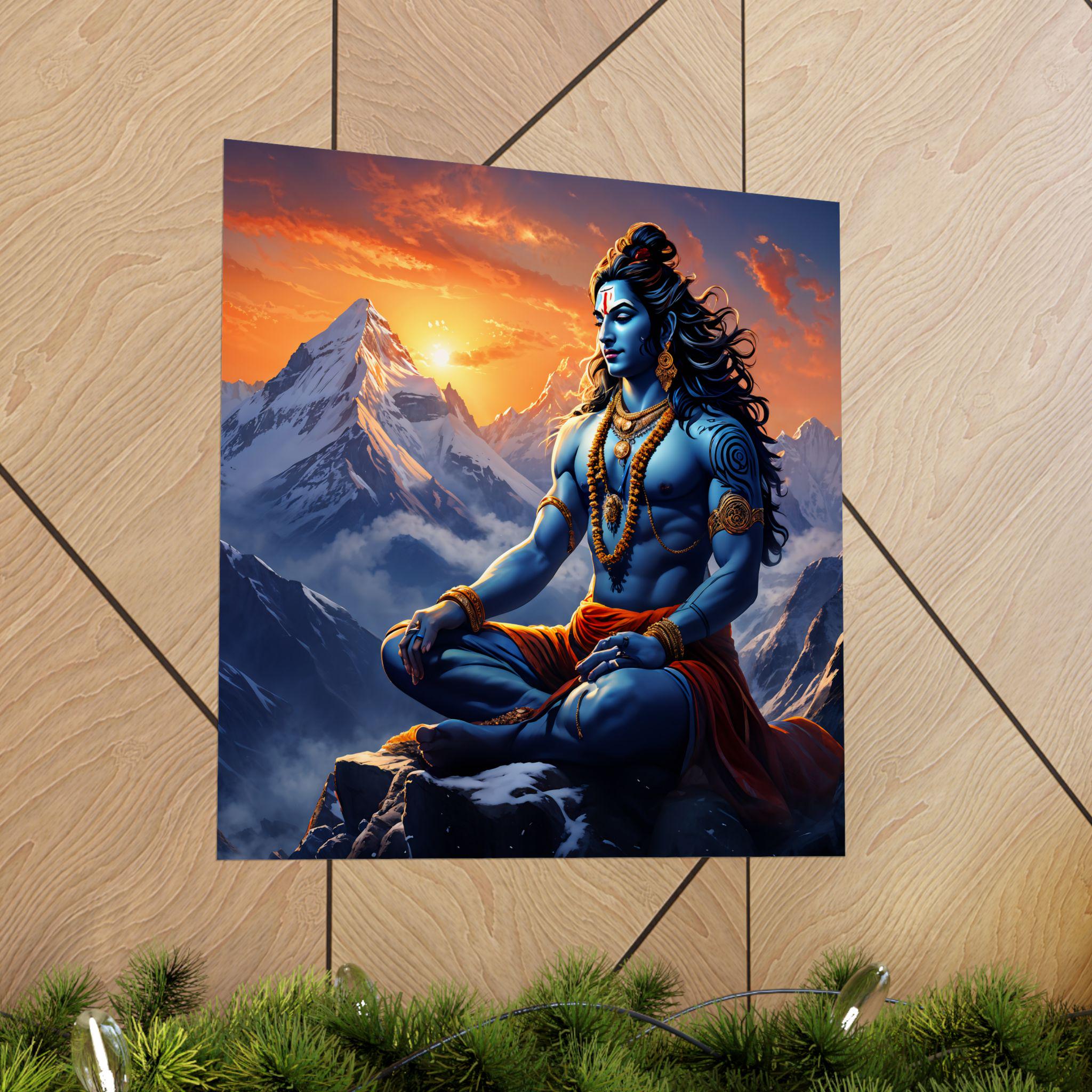 Shiva Hindu God Poster, Deity Wall Art, Hindu God Decor, Yoga Studio ...