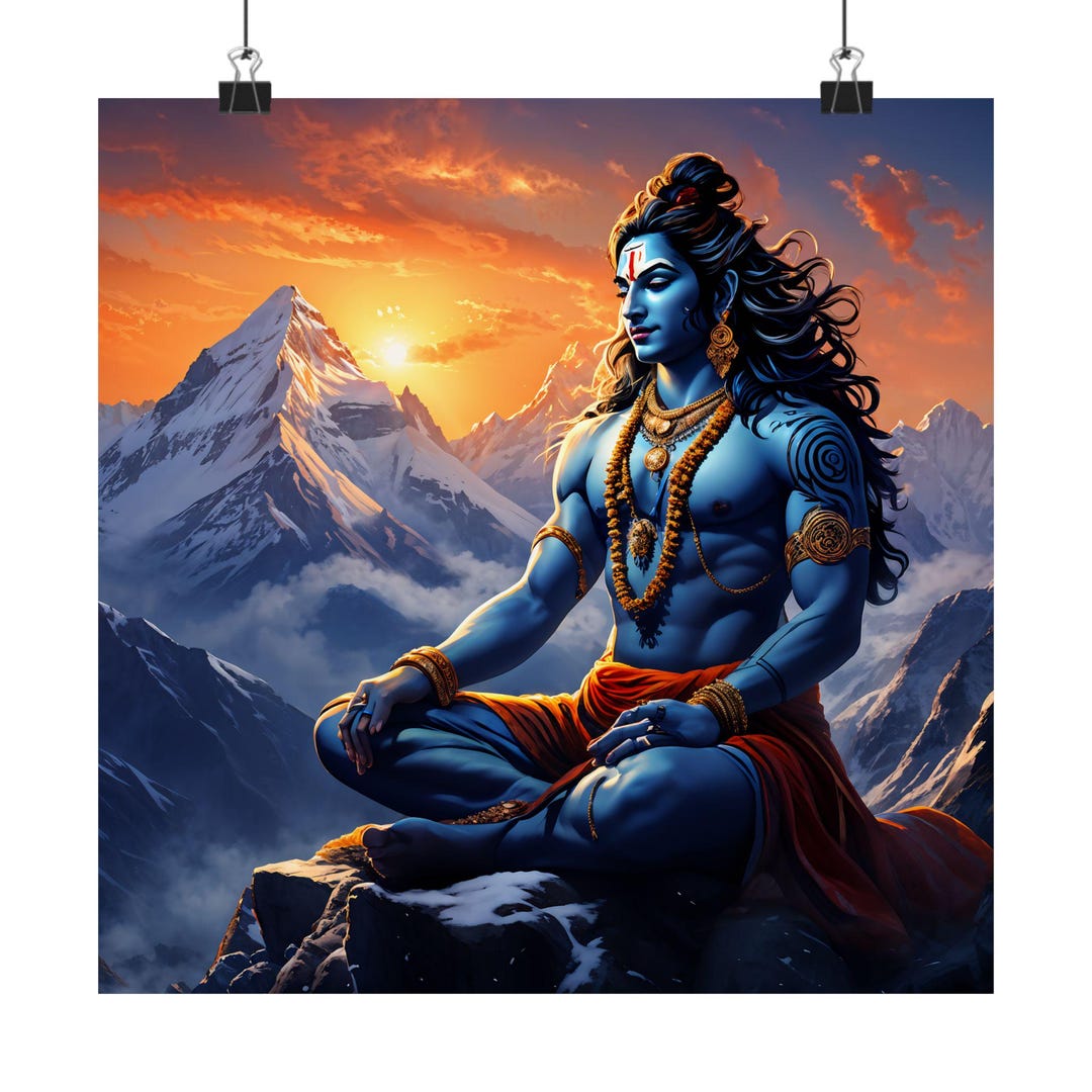 Shiva Hindu God Poster, Deity Wall Art, Hindu God Decor, Yoga Studio ...