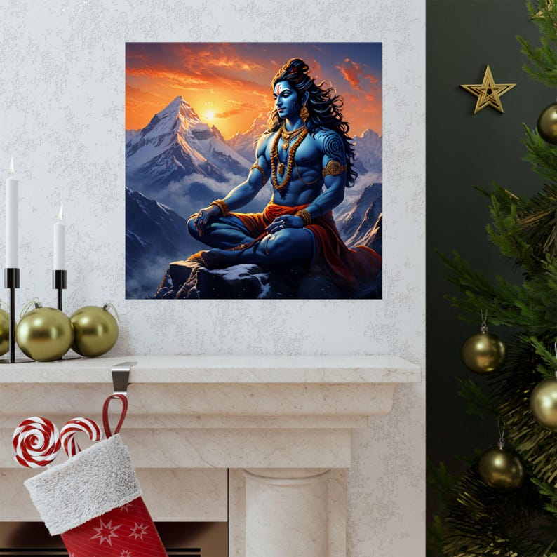 Shiva Hindu God Poster, Deity Wall Art, Hindu God Decor, Yoga Studio ...