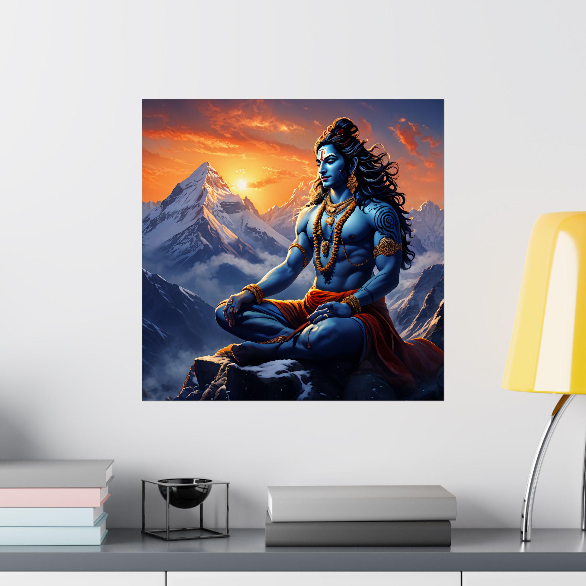Shiva Hindu God Poster, Deity Wall Art, Hindu God Decor, Yoga Studio ...