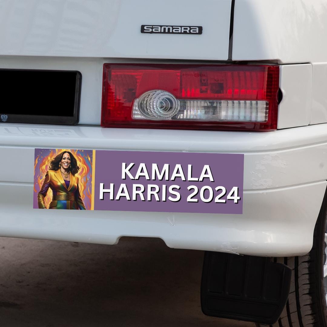 Purple Kamala Harris Bumper Sticker - Political Car Decal, Democrat ...