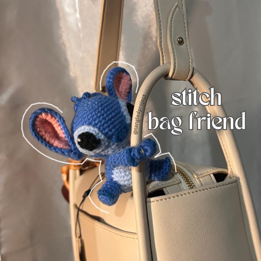 Stitch Bag Friend - Stitch Crochet Amigurumi Bag Charm, Bag Friend, or ...