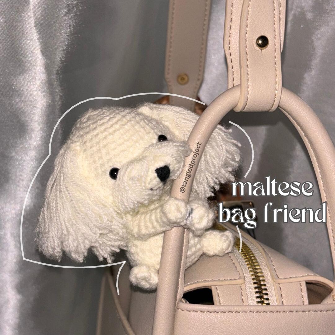 Personalized Crochet Maltese Bag Friend - Maltese Crochet Amigurumi Bag ...