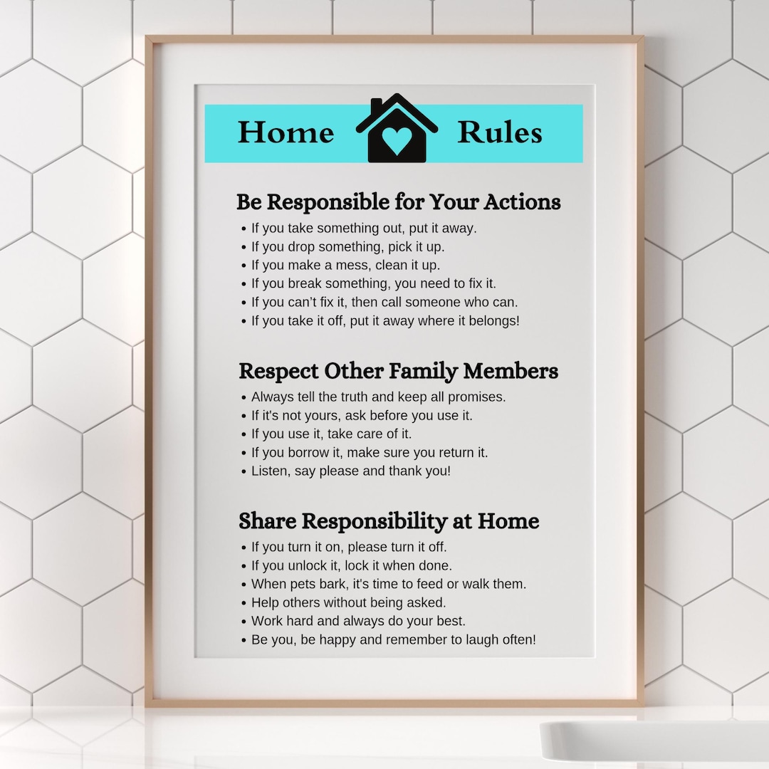 House Rules Poster, House Rules, Home Rules for Kids, Printable Wall ...