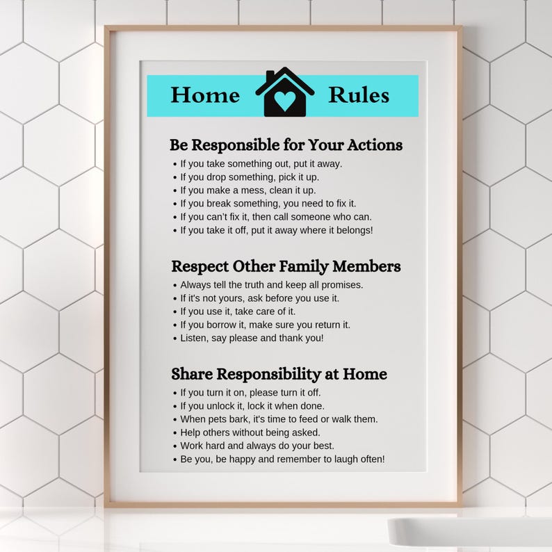 House Rules Poster, House Rules, Home Rules for Kids, Printable Wall ...