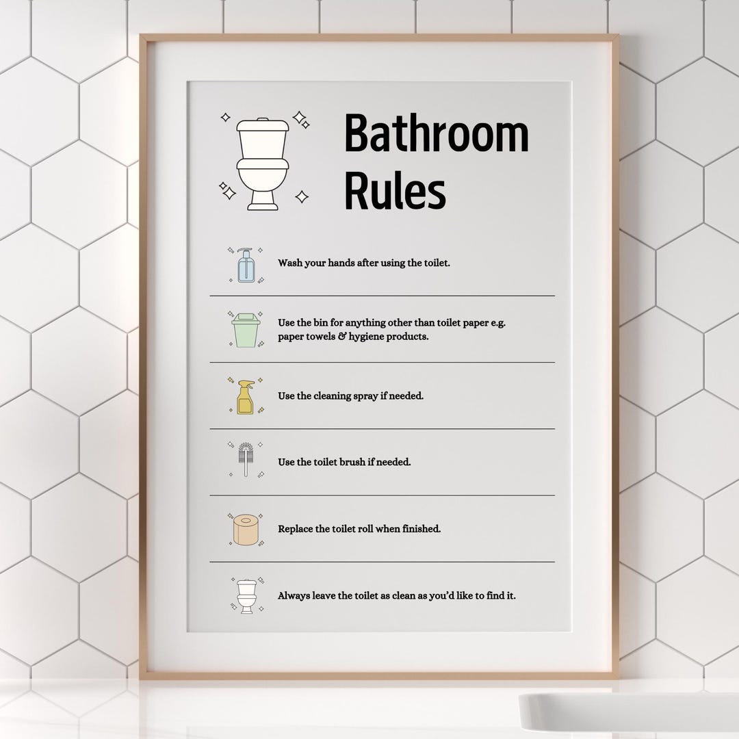 Bathroom Rules Poster, House Toilet Rules, Home Rules for Kids ...