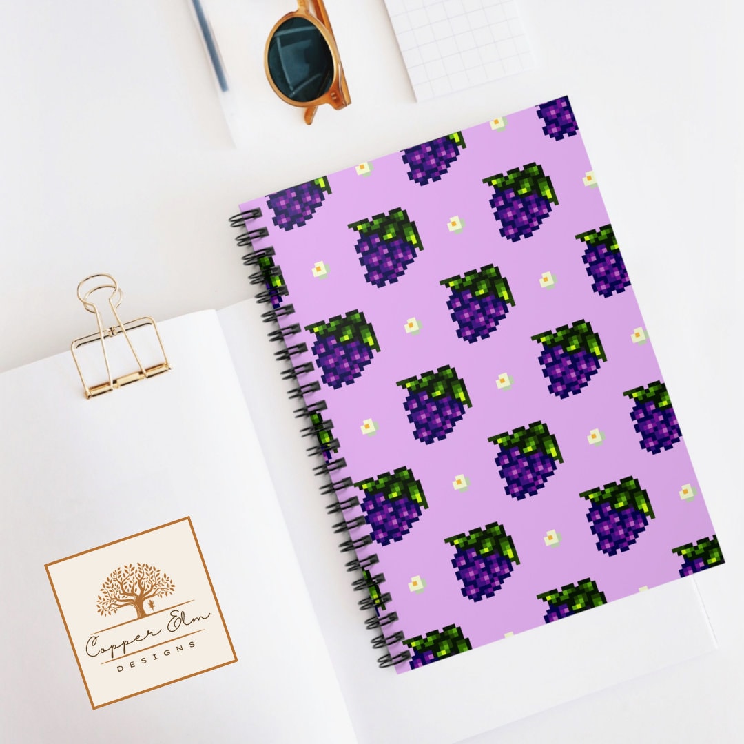 Stardew Valley Notebook Aesthetic Grape Fruit Design, Cozy Video Game ...