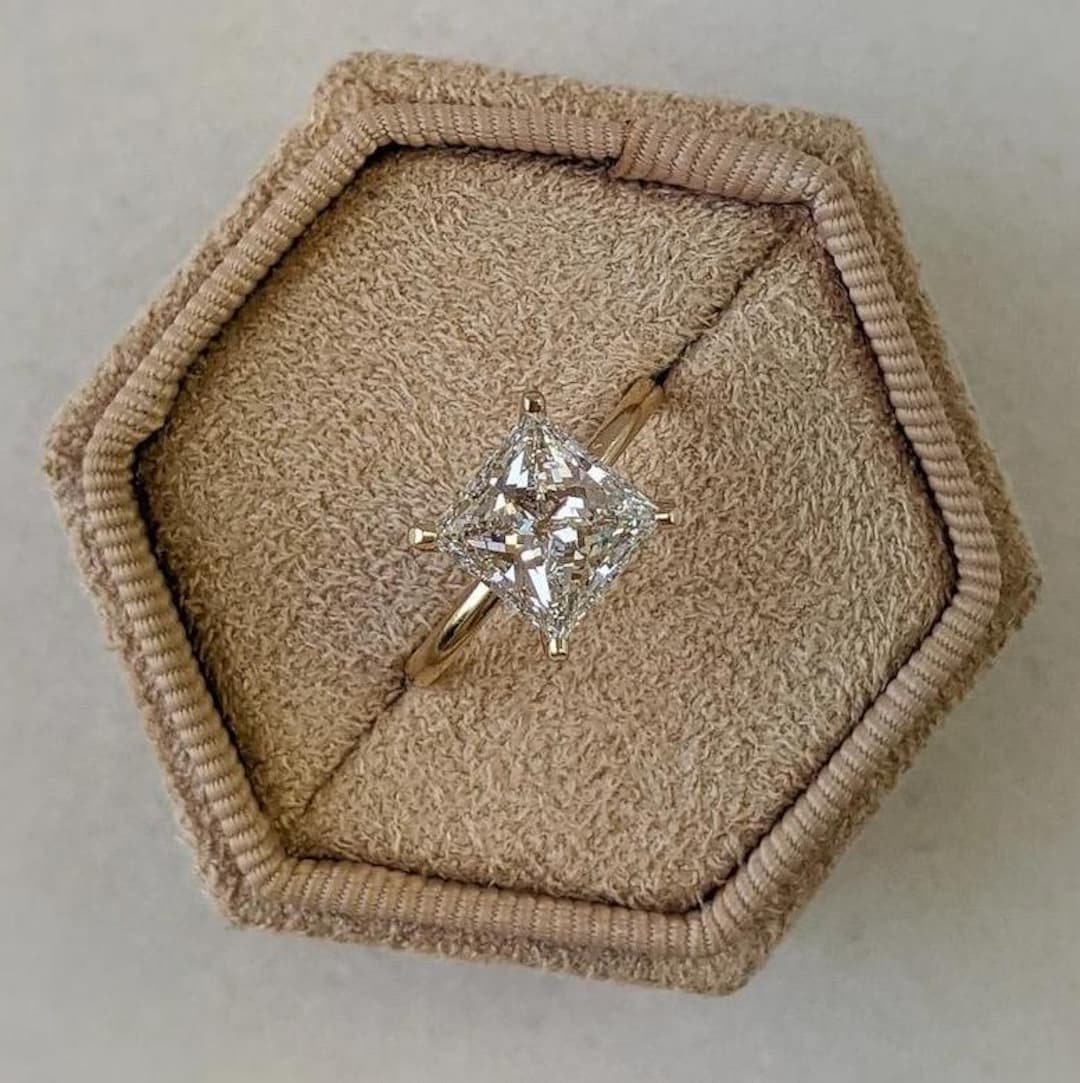 2 CT Princess Cut Moissanite Diamond Anniversary Ring, 14K Yellow Gold ...