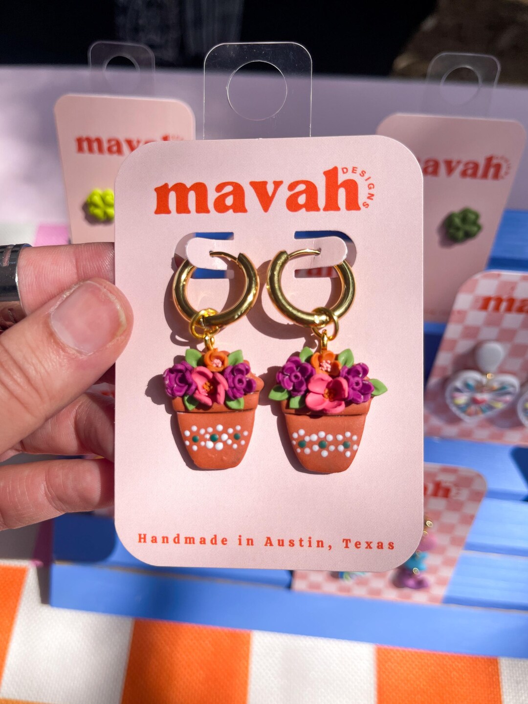 Handmade Mexican Flower Pot Earrings: Gold-plated Hoop Earrings - Etsy