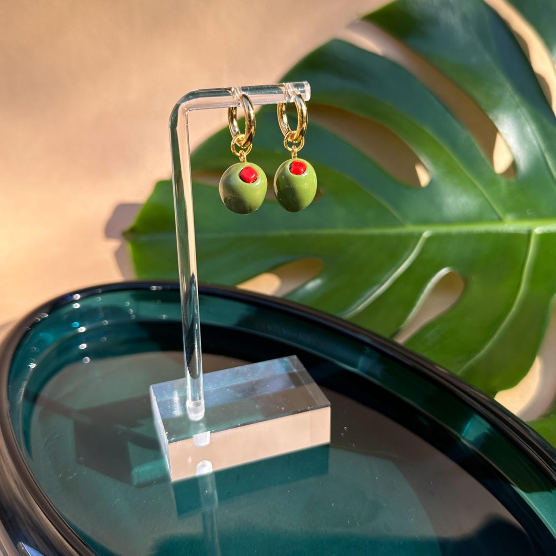 Olive Charm Earring/ Green Olive Clay Earring/ Realistic Food Earrings ...