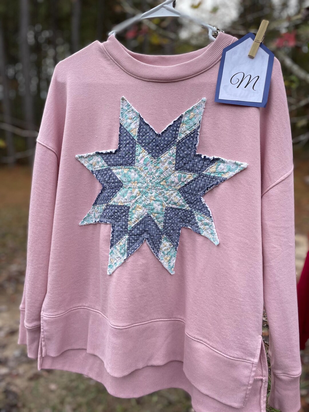 Womens Sweater Tunic With Vintage Quilt Star Size Medium - Etsy