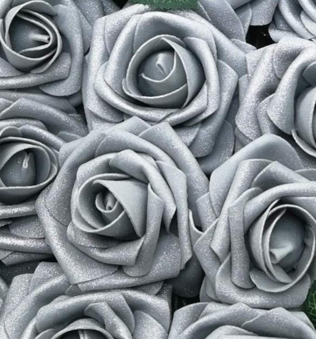 Silver Real Touch Bouquet Roses L Various Colors - Etsy
