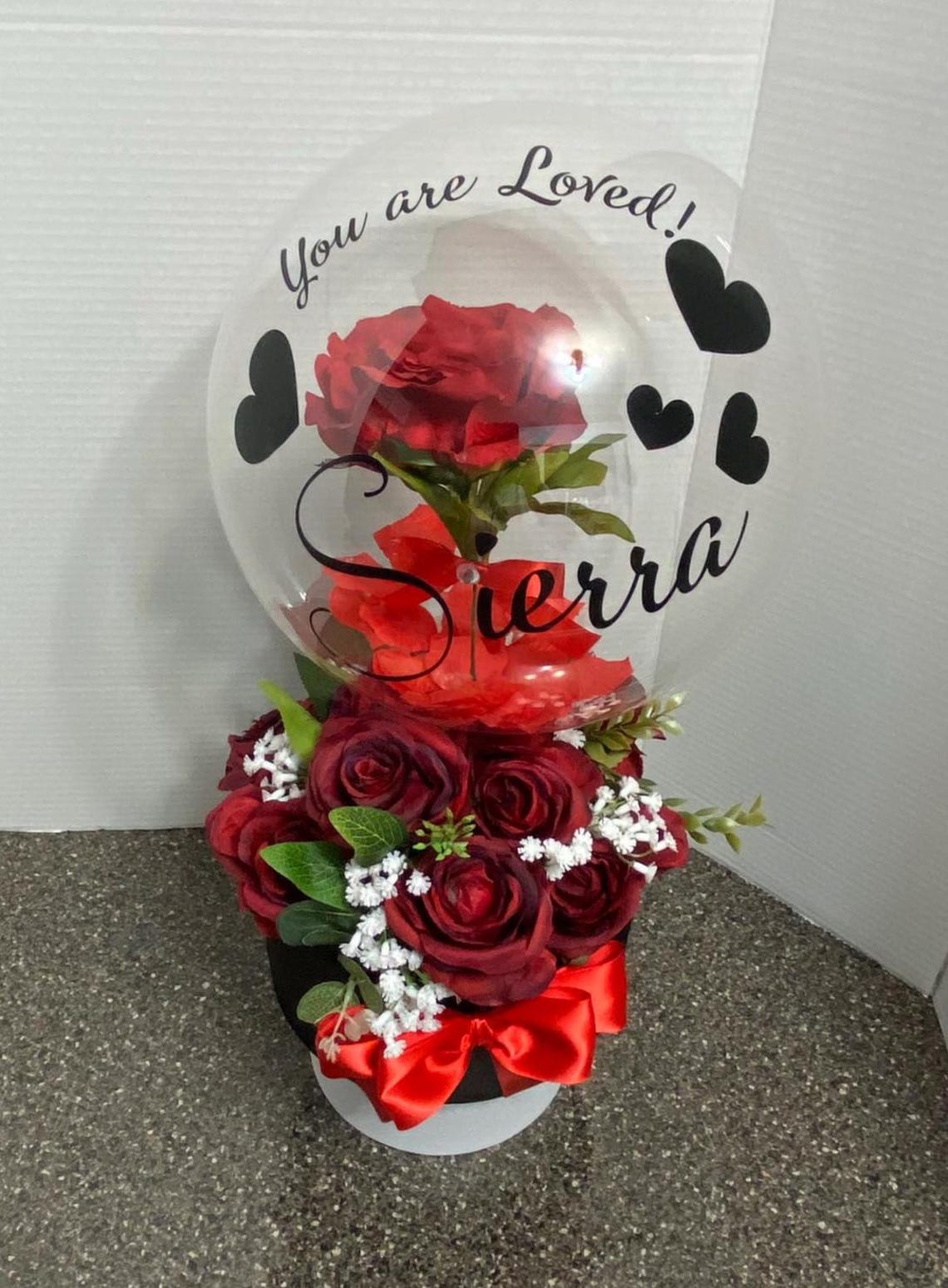 Personalized Bobo Balloon Gift: Valentine Teddy Bear Silk Flower ...