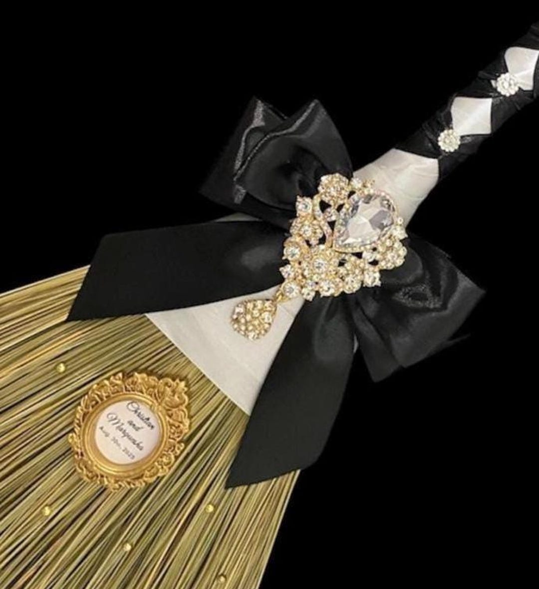 Personalized Wedding Jumping Broom: White or Black, Custom Names & Date ...