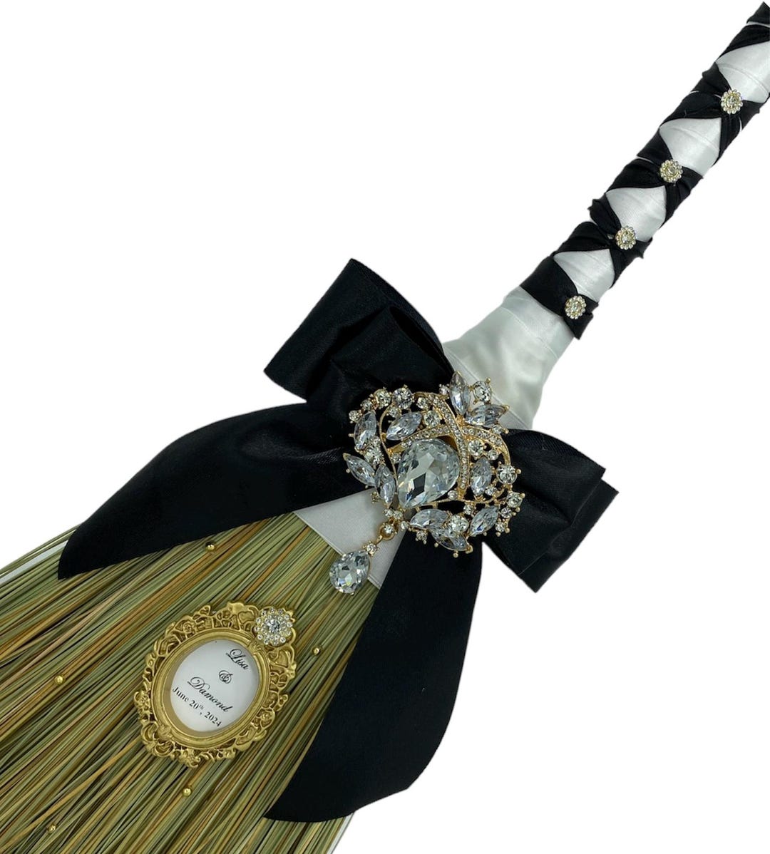 Customized Wedding Jumping Broom L Black White L Traditional Wedding ...