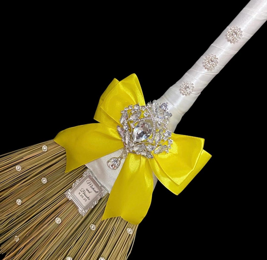 Customized Wedding Jumping Broom L Yellow L Traditional Wedding Broom L ...