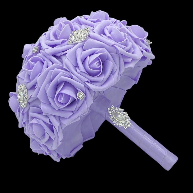 Lavender L Cascade Roses Bridal Bouquet L Brooch Bouquet L Bride ...