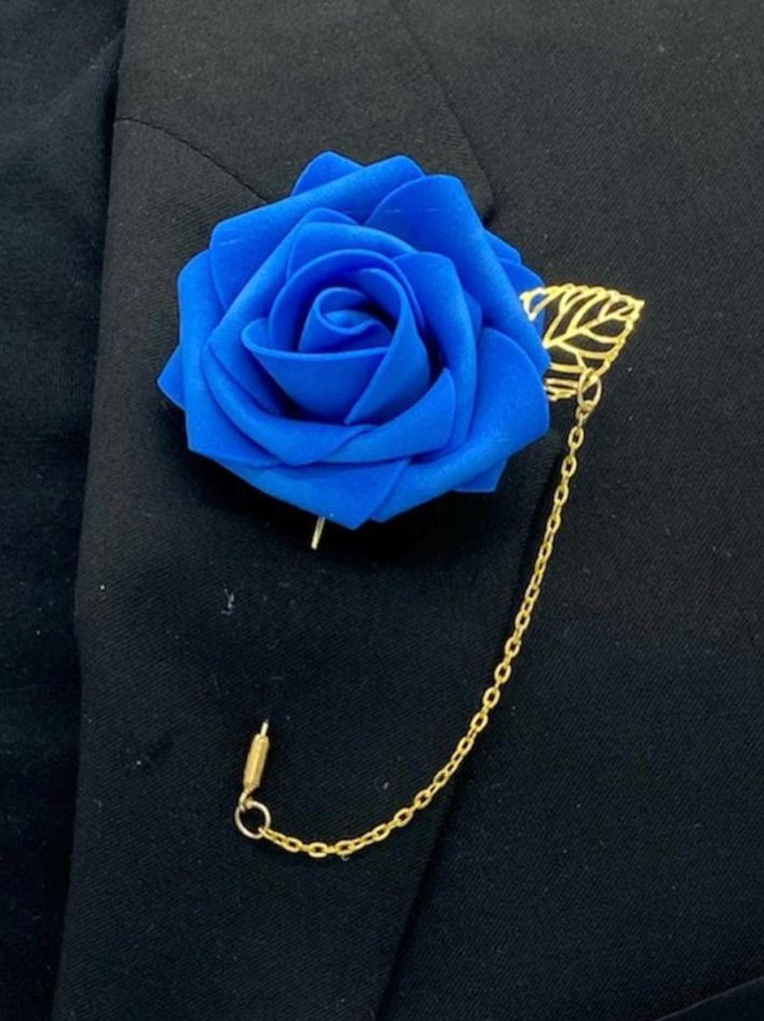 Royal Blue Rose Boutonniere: Handmade Rustic Lapel Pin, Wedding, Prom ...
