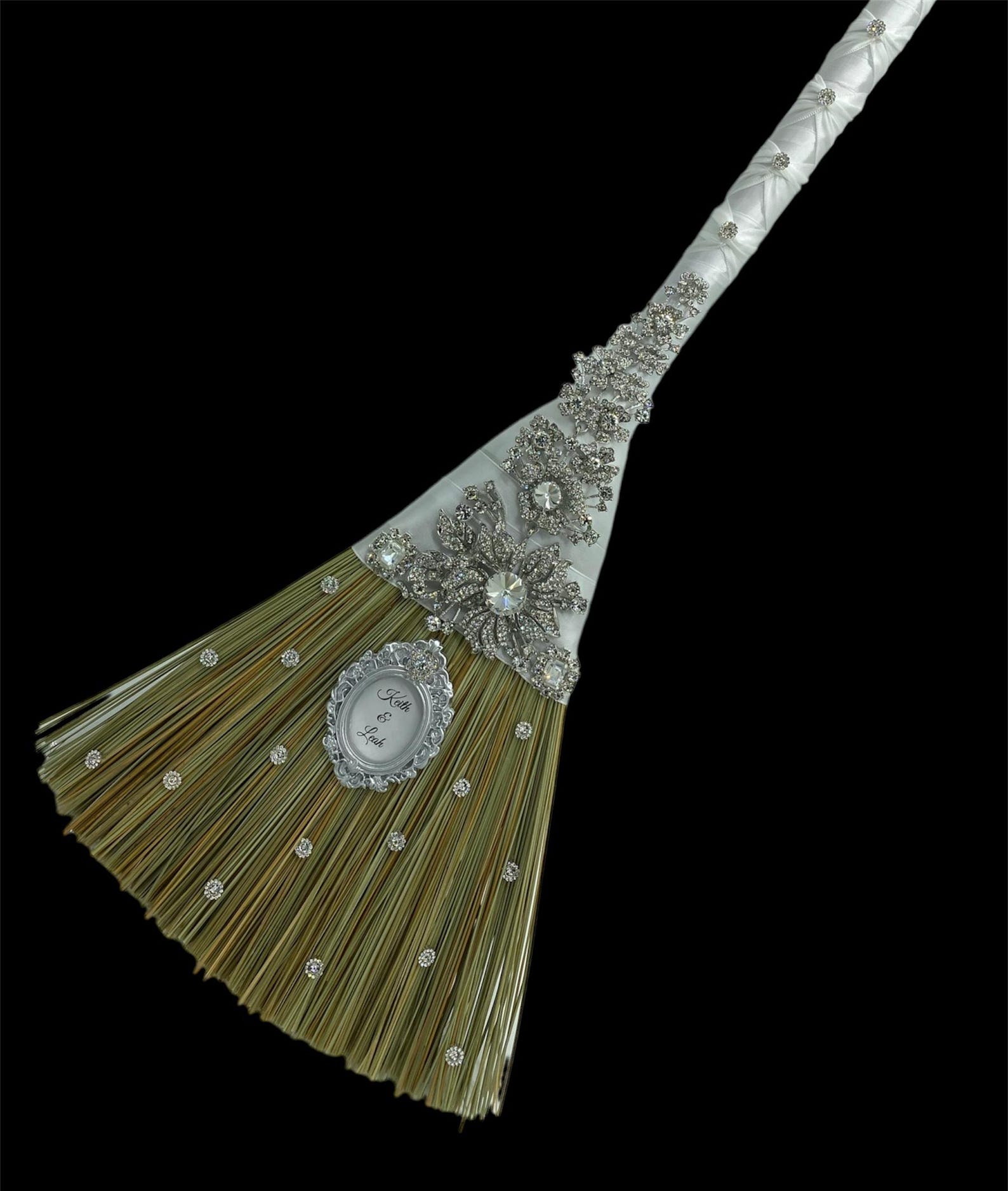 Customized Wedding Jumping Broom L Silver L White L Heirloom African ...