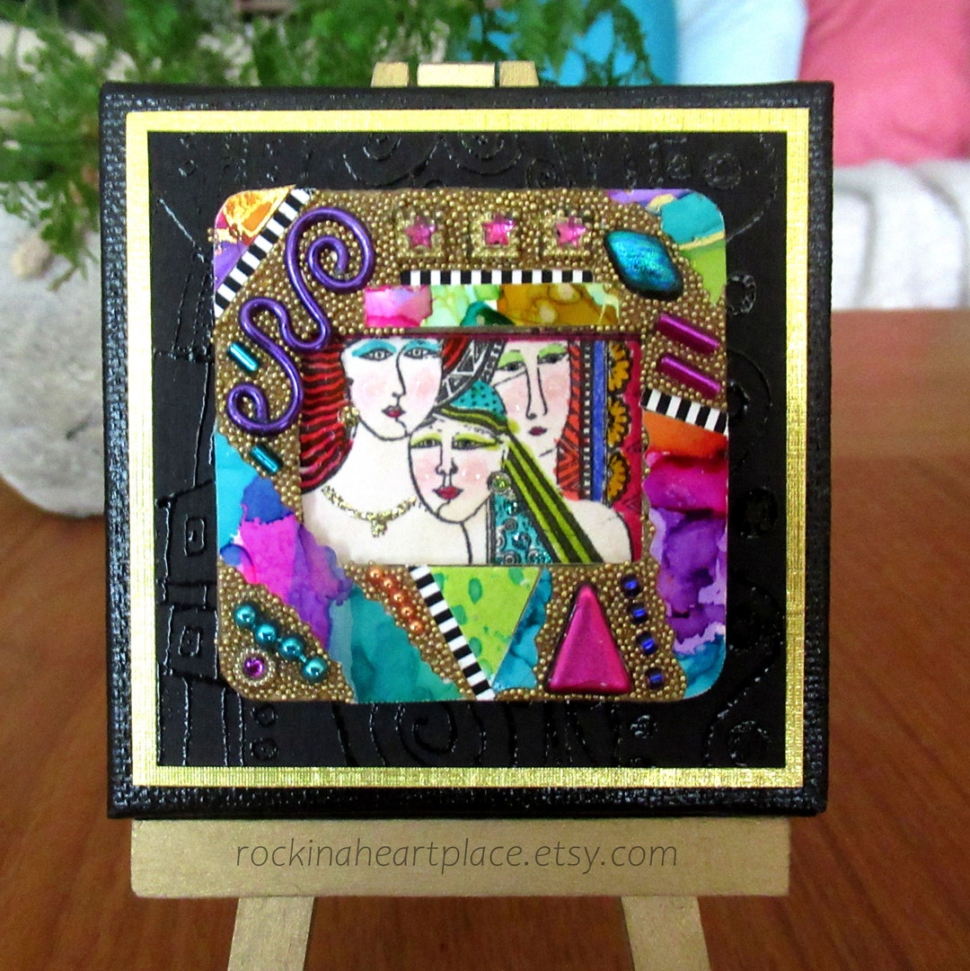 Microbead Collage Art: "three Times a Lady" - Women, Sisters, Friends ...