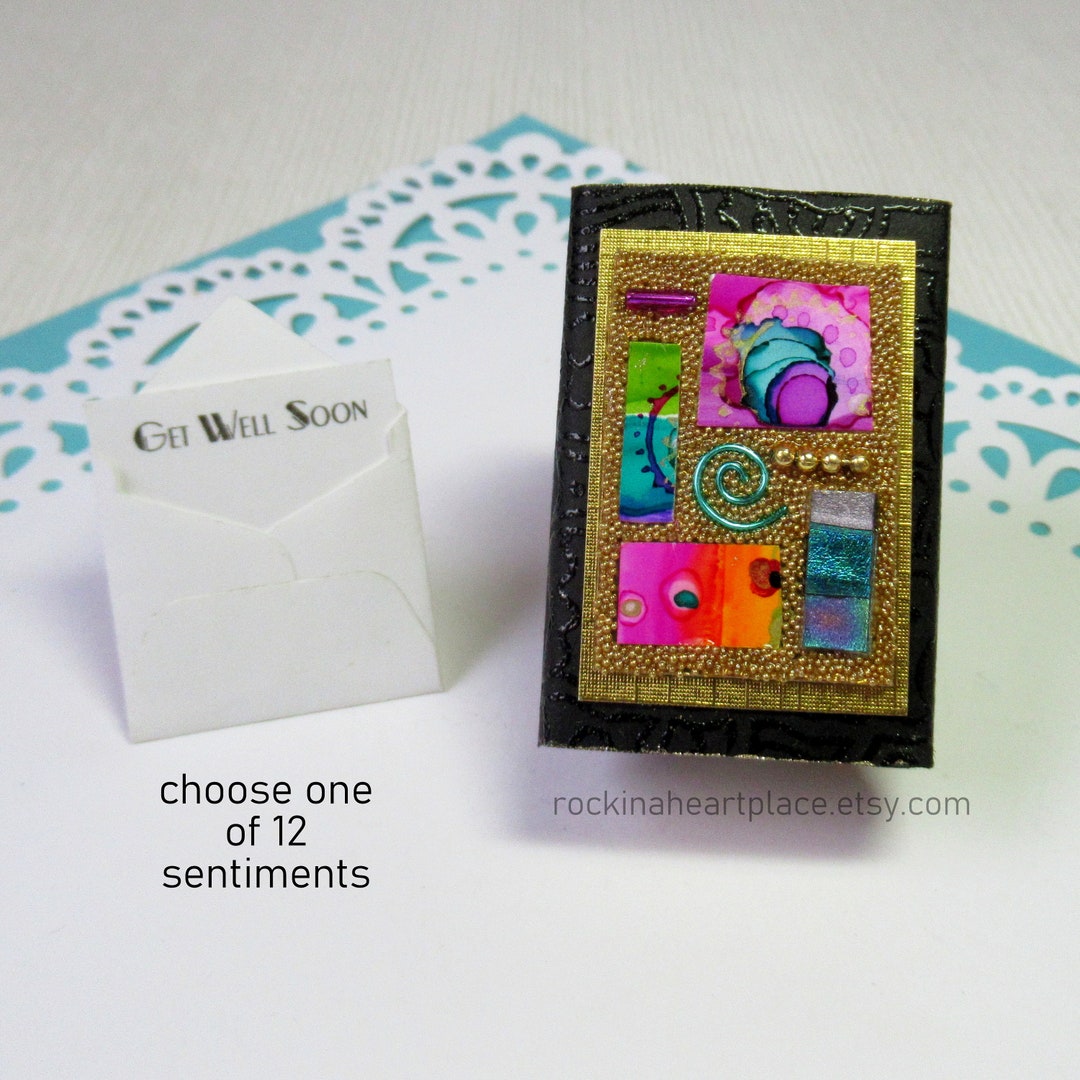 Matchbox Message - Original Microbead Collage With Tiny Greeting Card ...