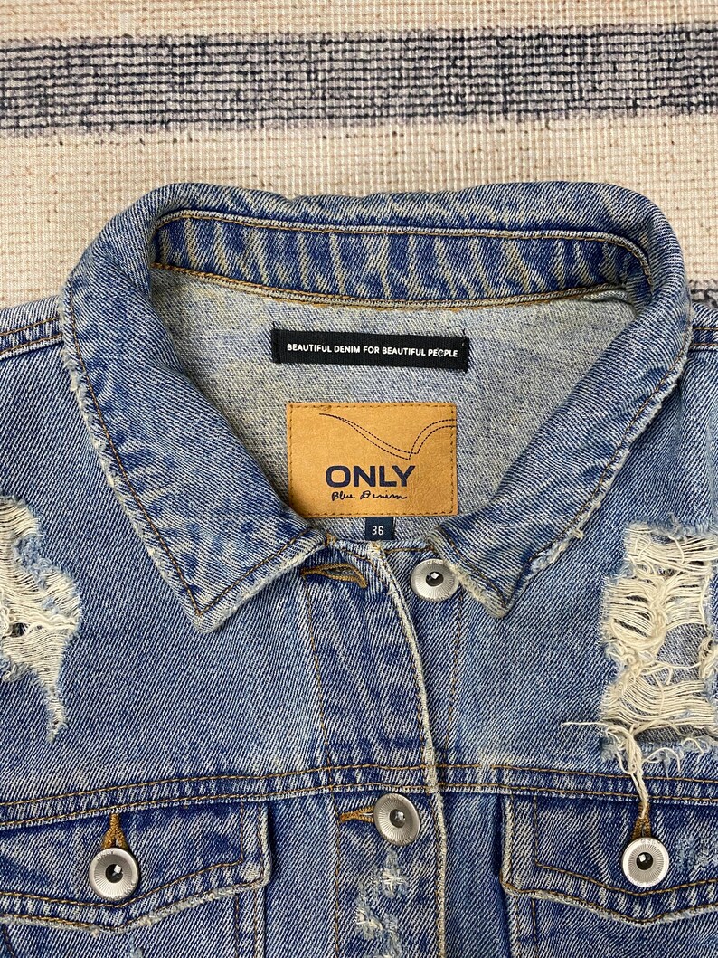 Distressed Faded Women Denim Jacket - Etsy