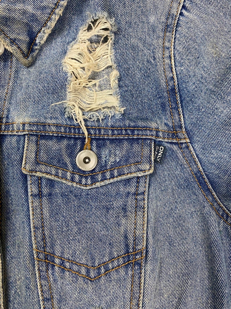 Distressed Faded Women Denim Jacket - Etsy