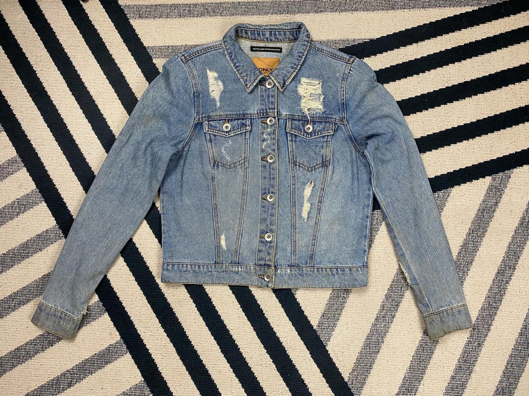 Distressed Faded Women Denim Jacket - Etsy