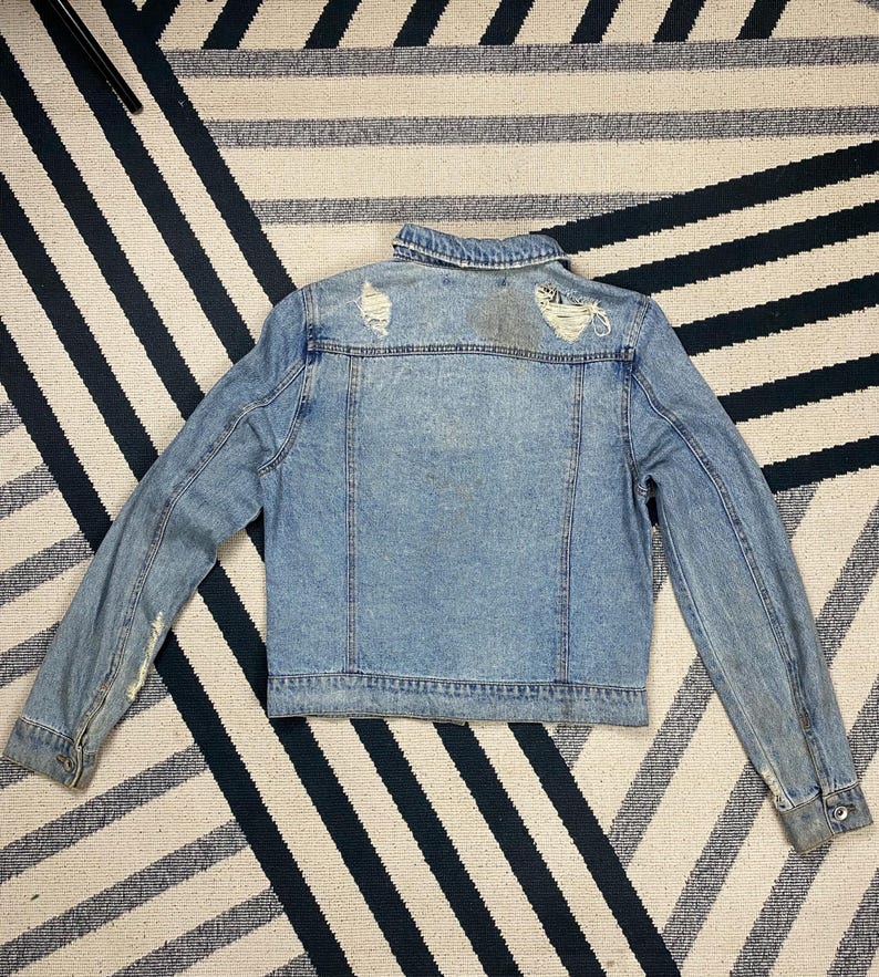 Distressed Faded Women Denim Jacket - Etsy
