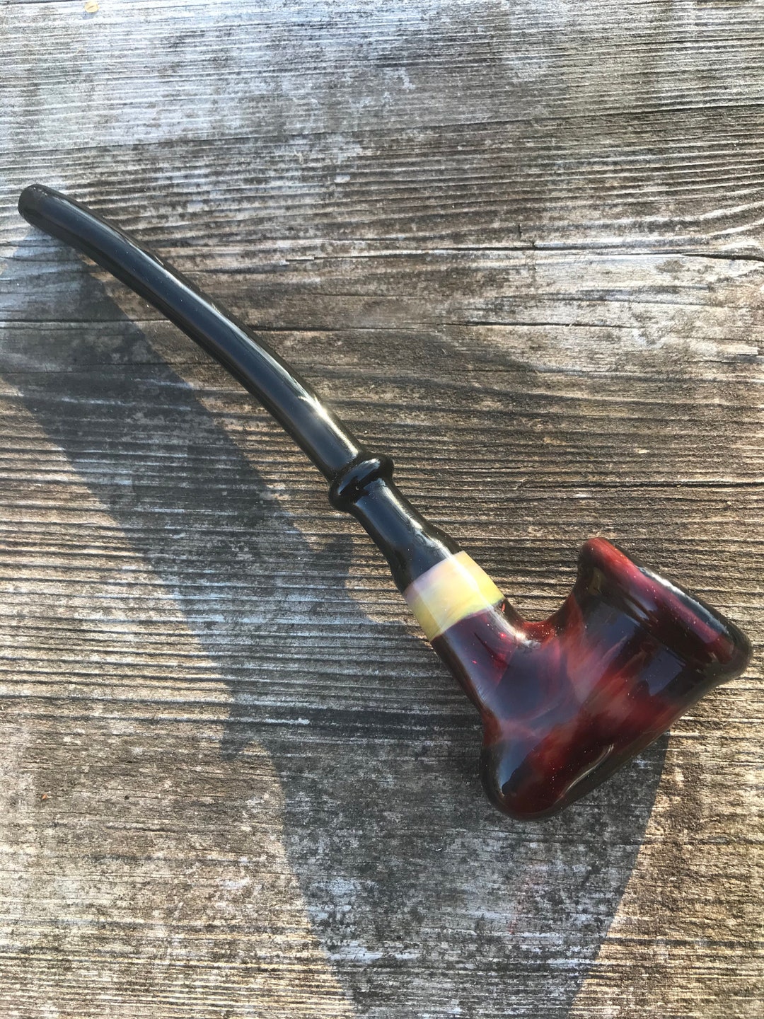 Red and Black Classic Style Glass Pipe | Corn Cobb Glass Pipe | Glass ...