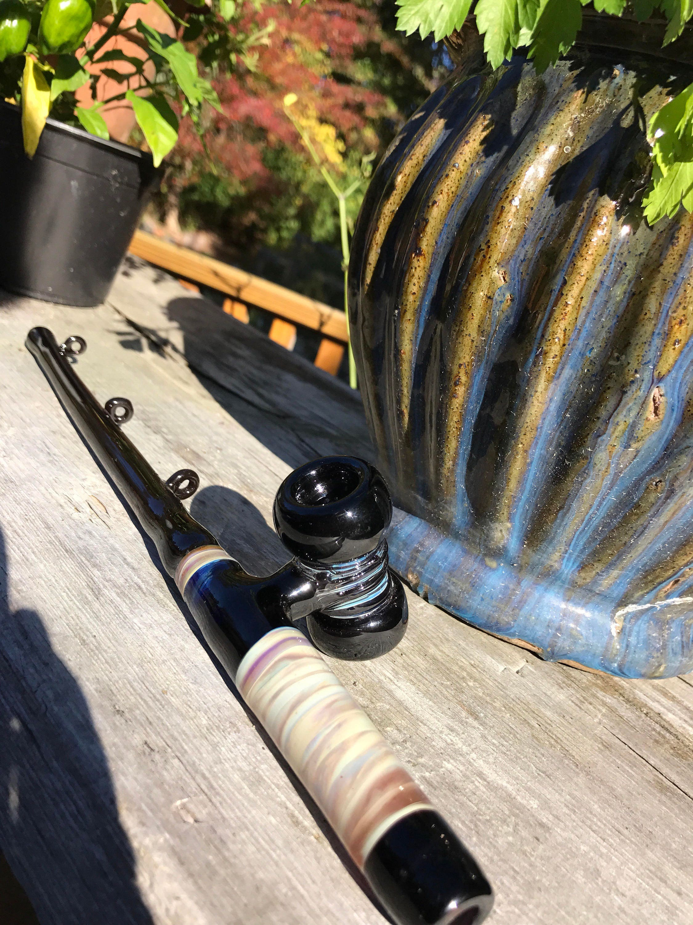 Homeblown Fishing Pole Pipe | Blown Glass Fishing Pole Pipe | Glass ...