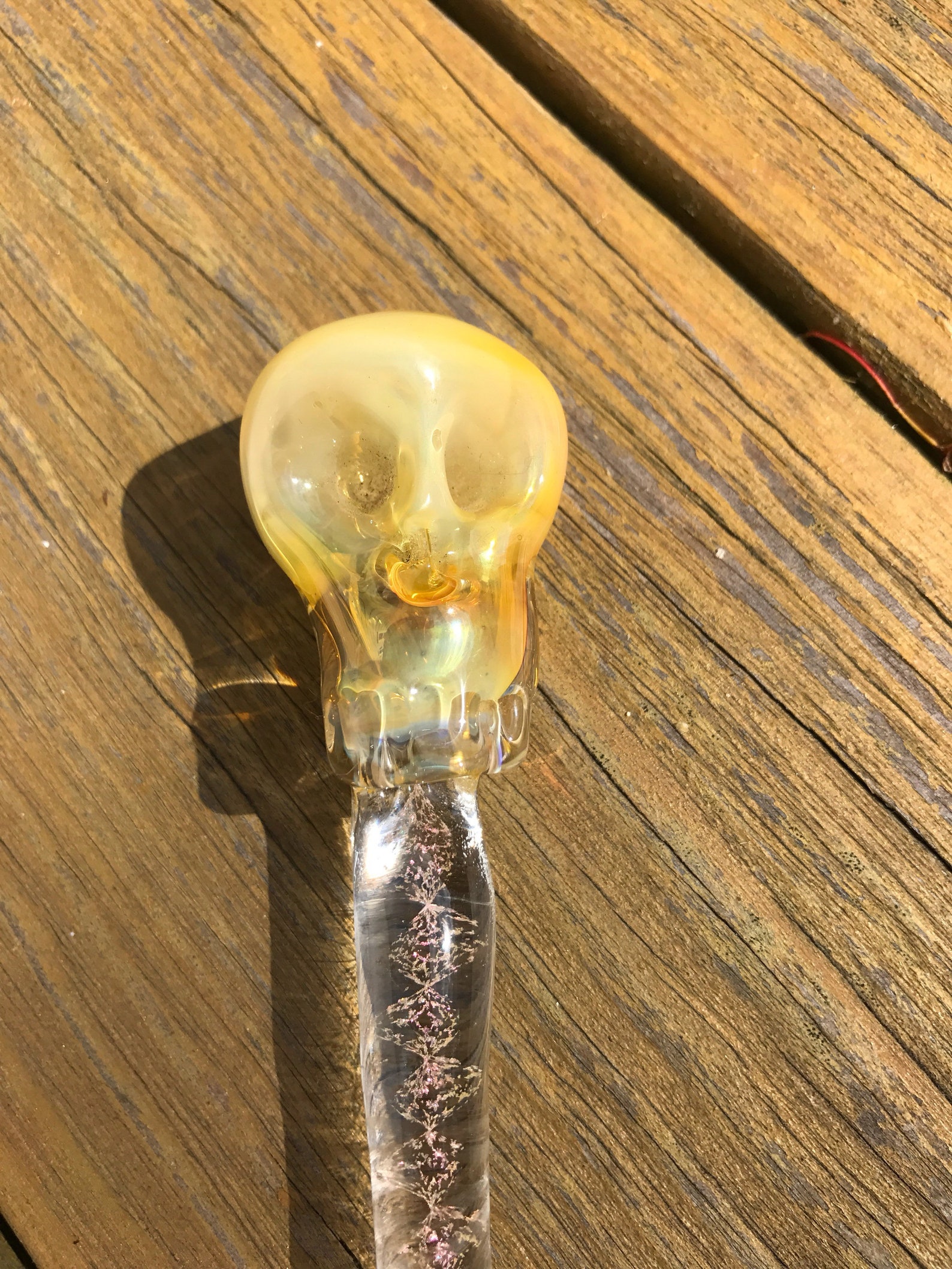Glass Skull Scepter Skull Magic Wand Dichroic Ribbon Skull | Etsy