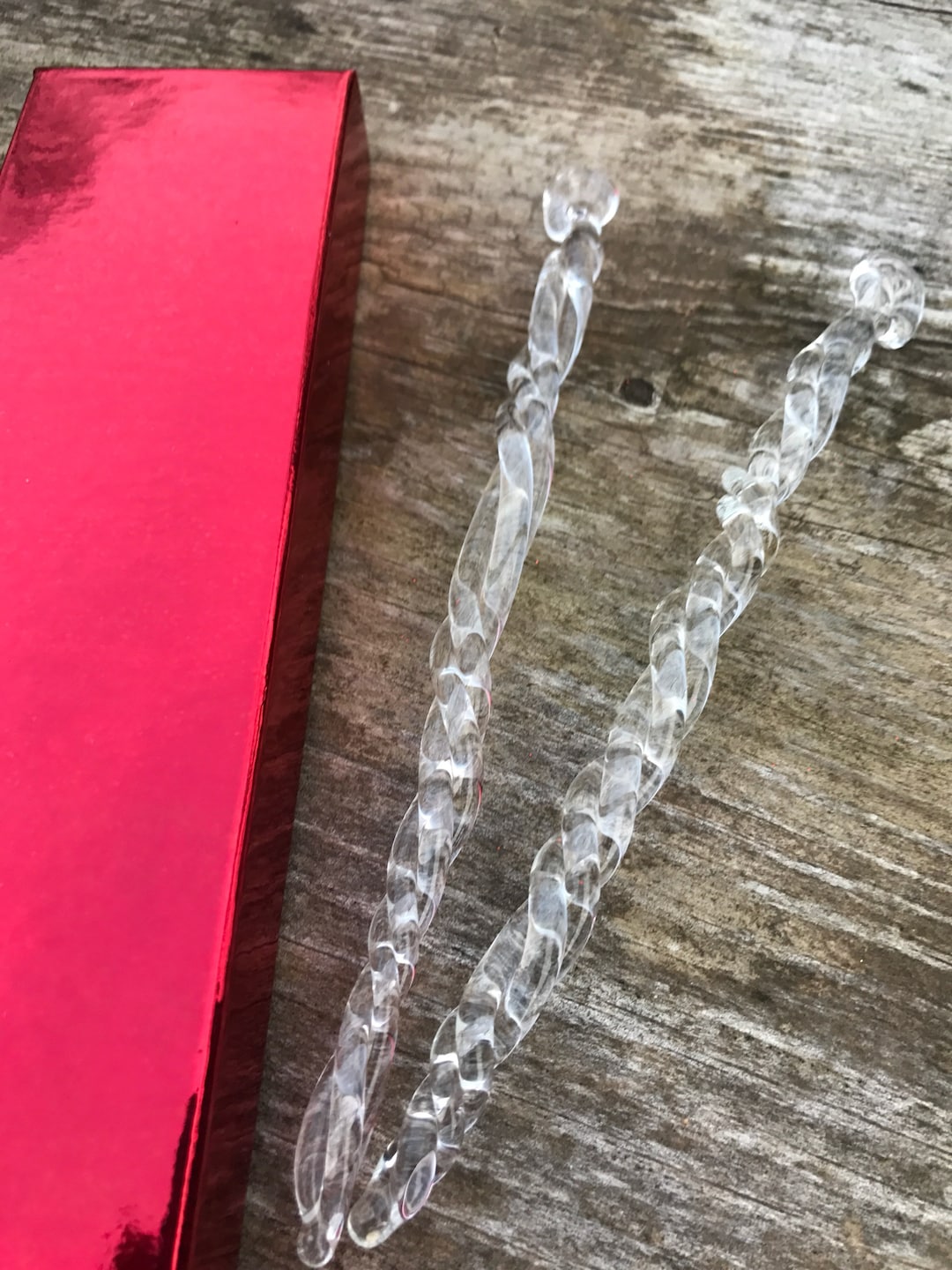 Set of Two Blown Glass Icicles With Gift Box | Glass Icicle Ornaments ...