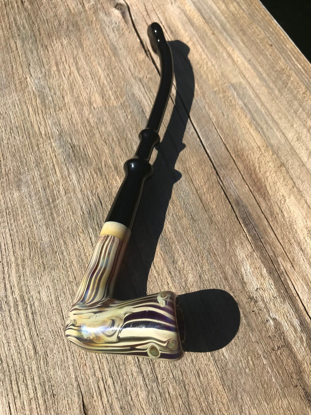 Wood Grain Gandalf Pipe Wood Grain and Black Glass Wizard Pipe Hobbit ...