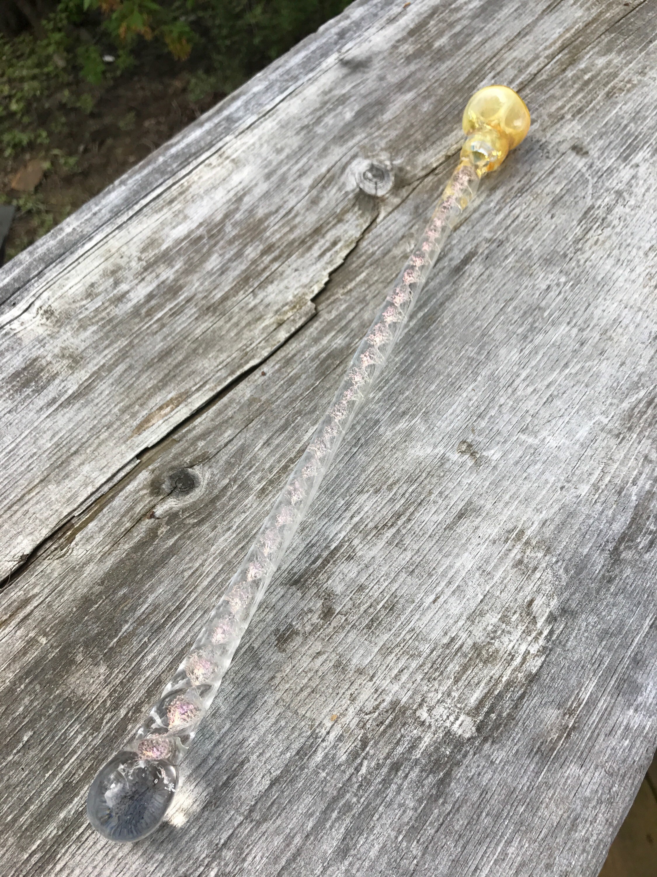 Glass Skull Scepter | Skull Magic Wand | Dichroic Ribbon Skull Scepter ...