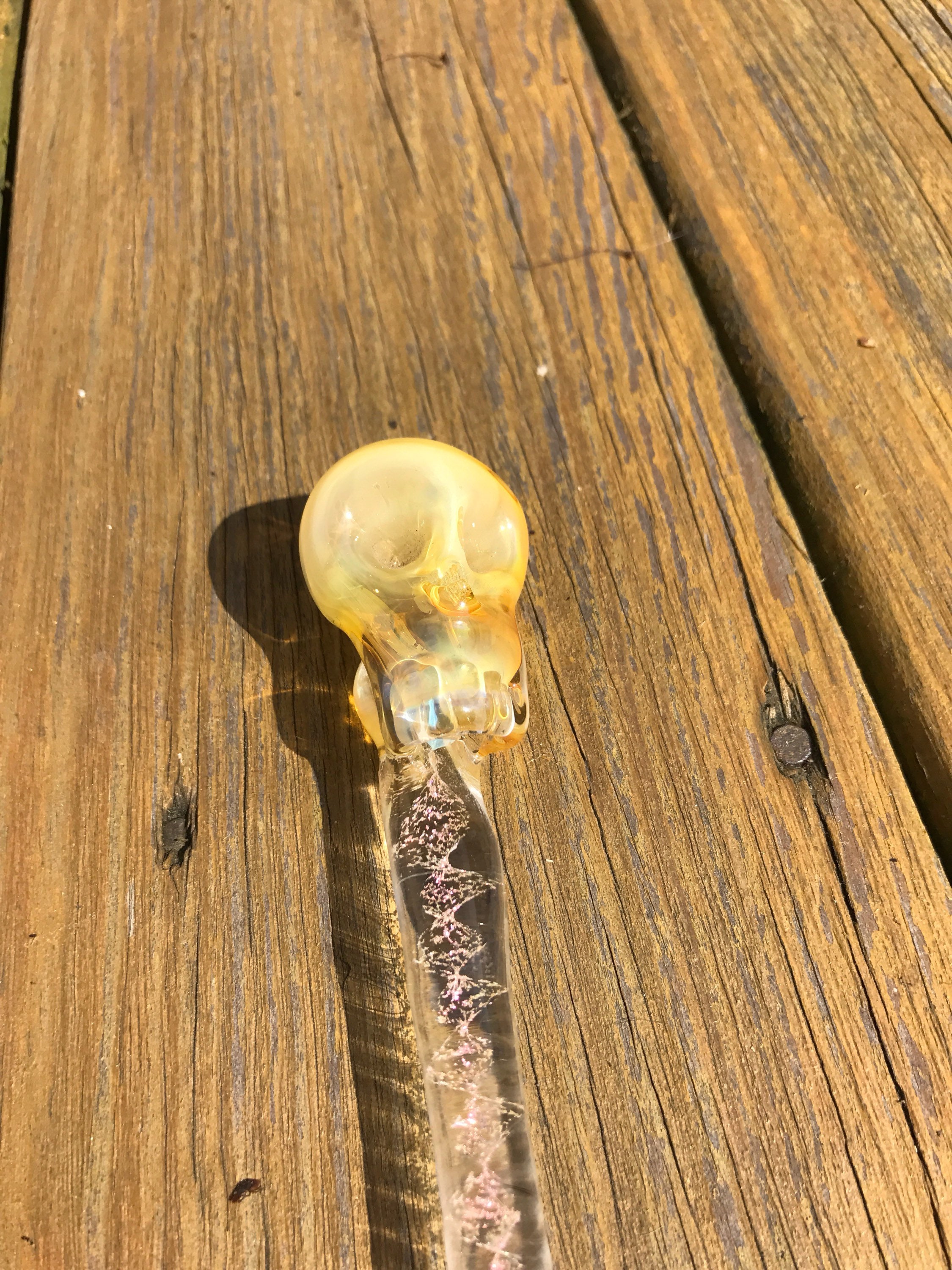 Glass Skull Scepter | Skull Magic Wand | Dichroic Ribbon Skull Scepter ...