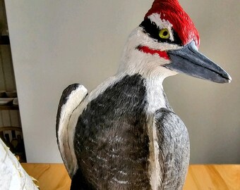 Wooden Woodpecker Ornament Wood-cut Pileated Woodpecker Decoration ...