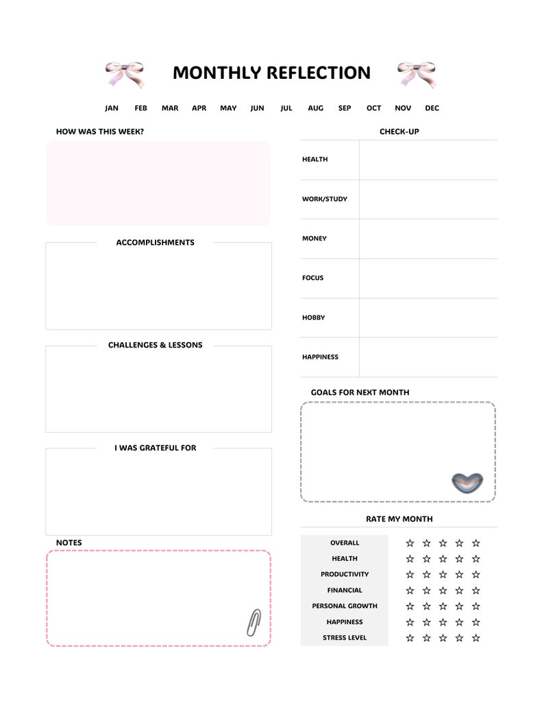 Monthly Reflection Digital Planner for Goodnotes and Notability ...