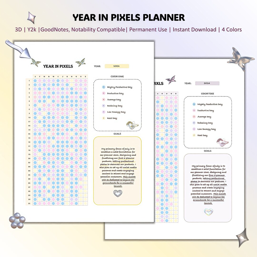 Year in Pixels Digital Planner for Goodnotes, Notability | Printable ...