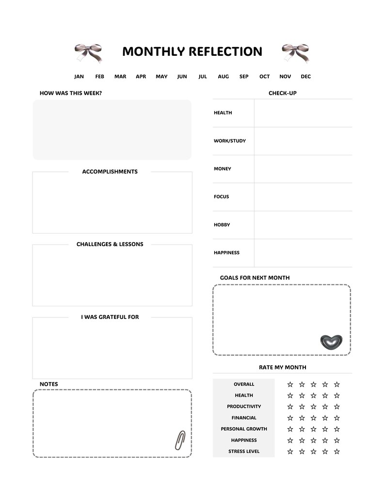 Monthly Reflection Digital Planner for Goodnotes and Notability ...
