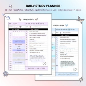Study Planner Digital Planner Printable Goodnotes Daily Schedule ...