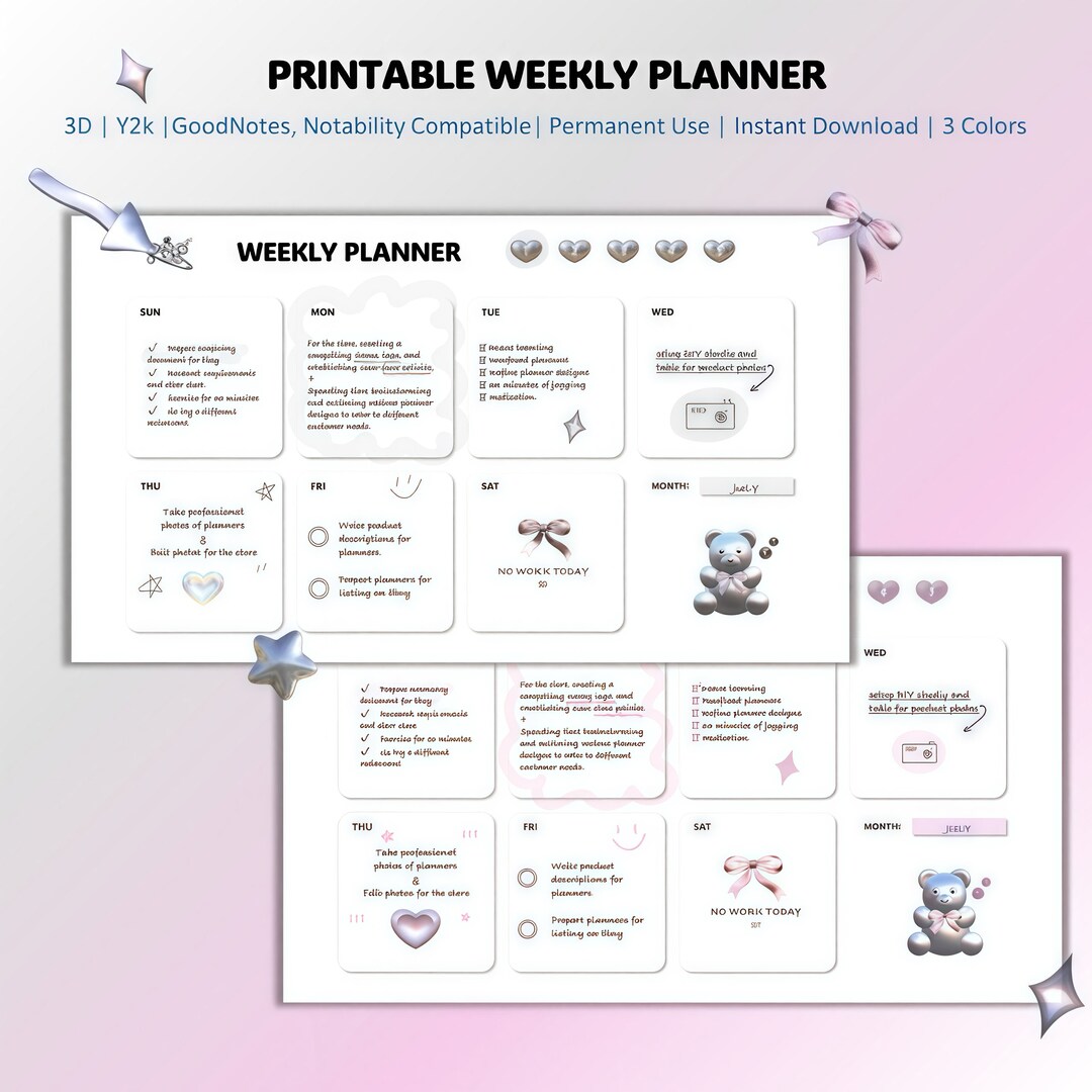 Weekly Planner Digital Planner Printable Goodnotes Notability ...