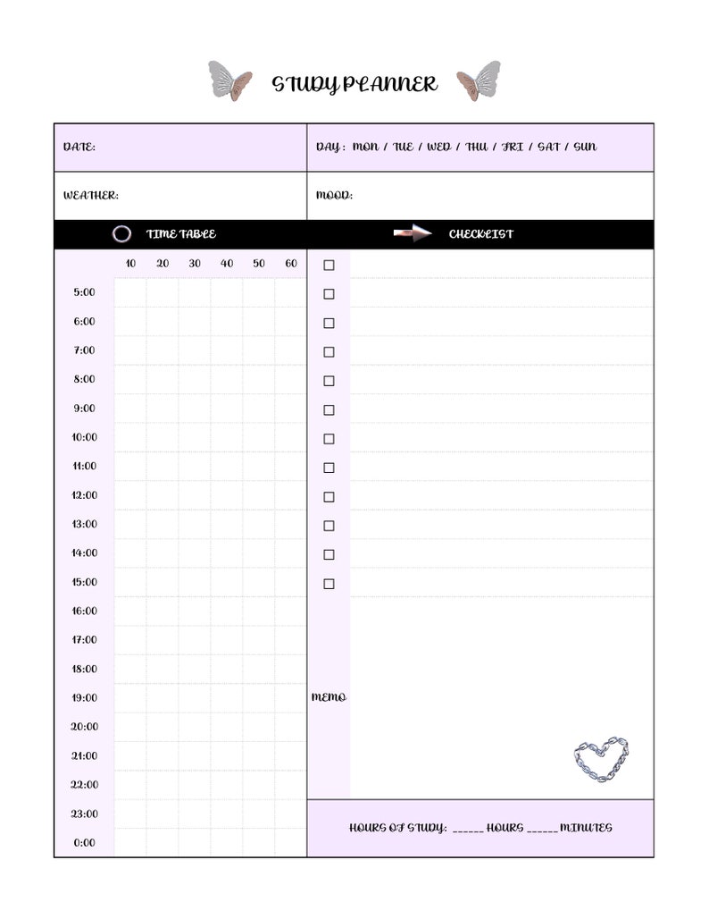 Study Planner Digital Planner Printable Goodnotes Daily Schedule ...