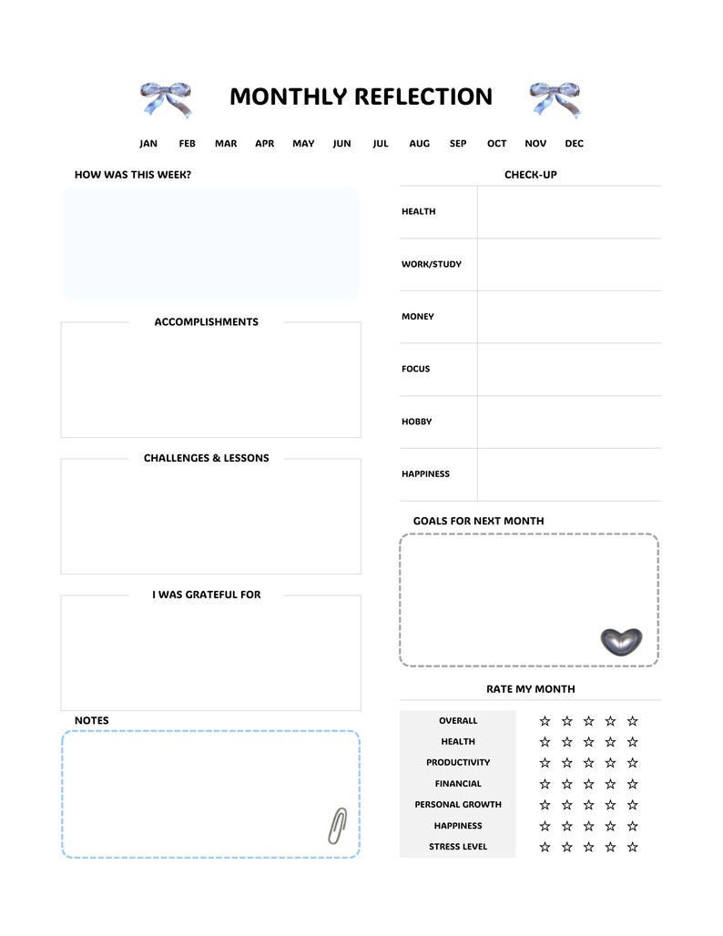 Monthly Reflection Digital Planner for Goodnotes and Notability ...