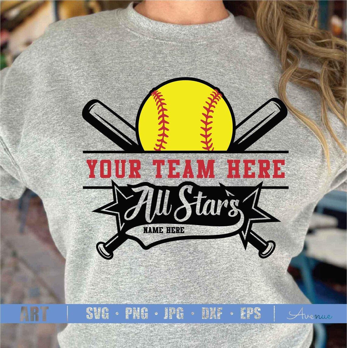 All Stars Softball SVG PNG, Allstars Template, Softball Svg, Softball ...