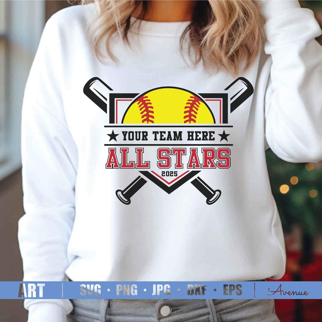 All Stars Softball SVG PNG: Allstars Template, Softball Mom (digital ...
