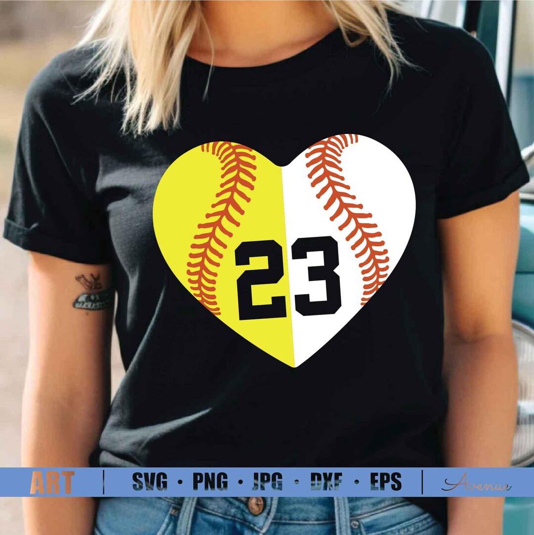 Half Softball Baseball Heart Svg Png, Baseball Heart Svg, Softball ...