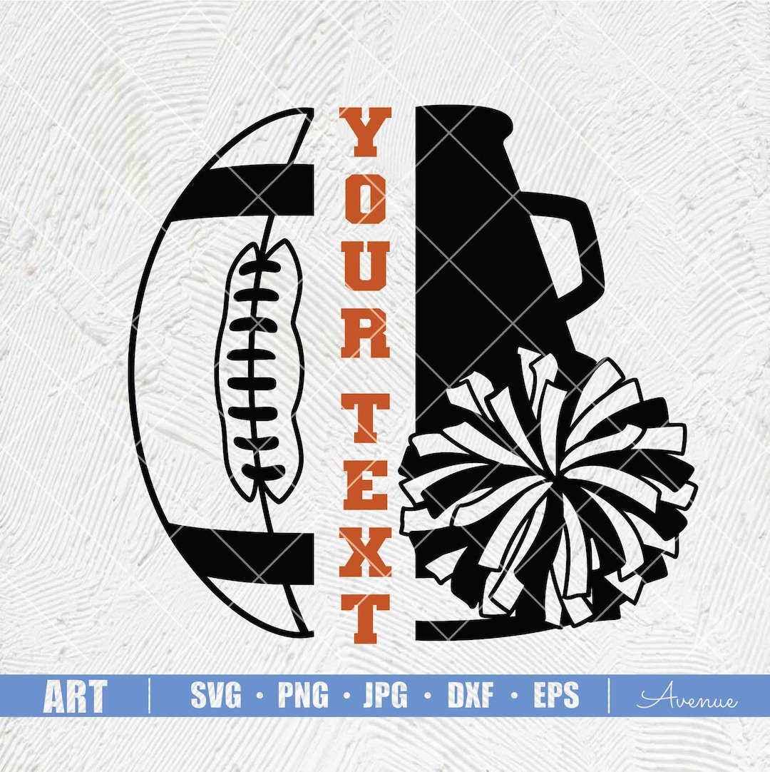 Custom Football Cheerleader SVG PNG: Pom Pom & Megaphone (digital ...