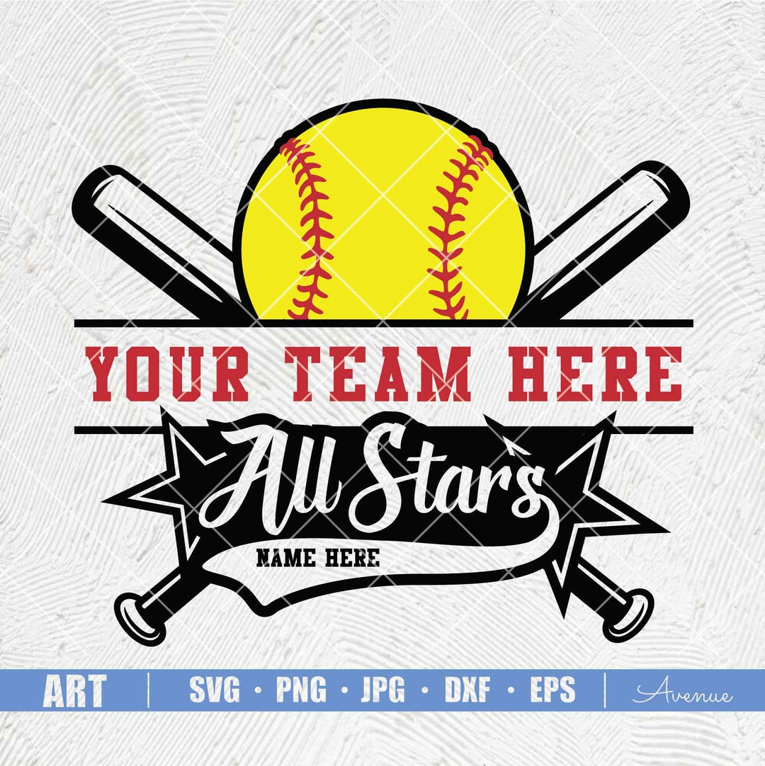 All Stars Softball SVG PNG, Allstars Template, Softball Svg, Softball ...